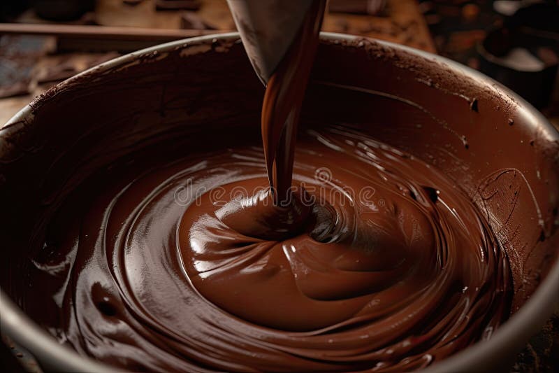 Close-up of Stirring Chocolate Mixture, Creating a Smooth Texture Stock ...