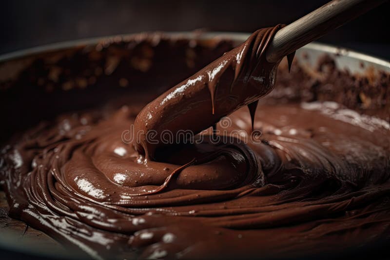 Close-up of Stirring Chocolate Mixture, Creating a Smooth Texture Stock ...