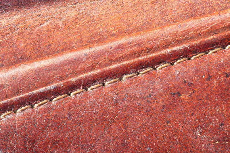 Stitches in an Old Leather Piece Stock Image - Image of artisan, detail ...