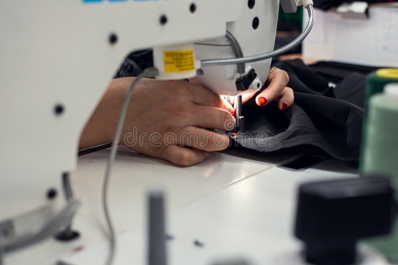 Close-up Stitching Process on a Sewing Machine. Stock Photo - Image of ...