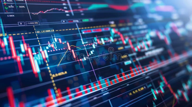Digital Trading Screen Showing Detailed Candlestick Chart Stock Photos ...