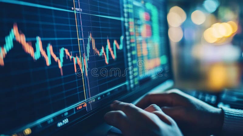 Close-up of a Stock Market Chart Displayed on a Computer Screen Stock ...
