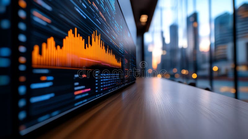 Close-up of Stock Market Graph on a Computer Screen in Modern Office ...