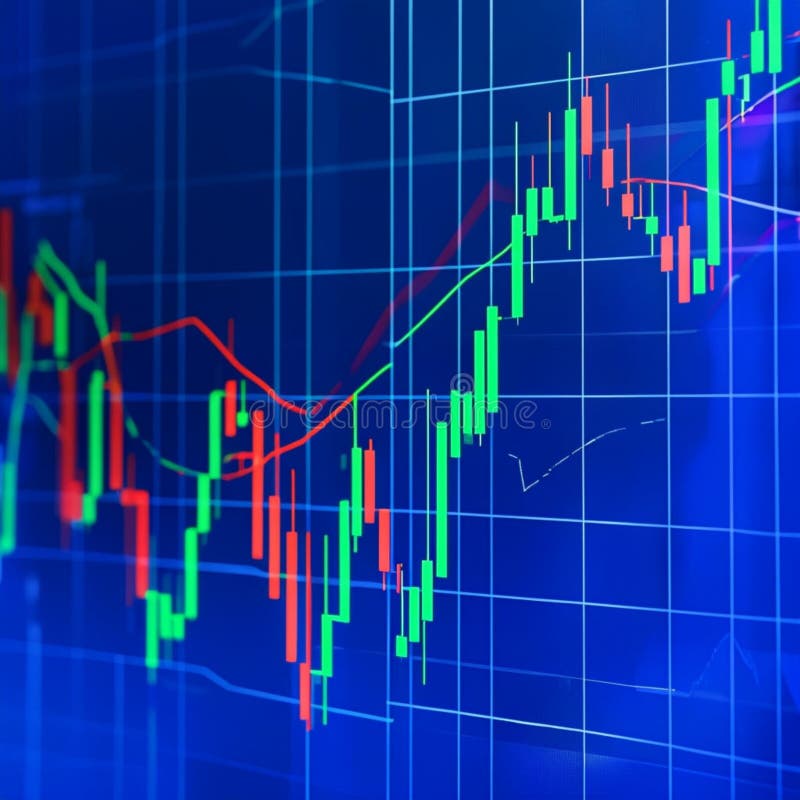 Close-up of a Stock Market Graph with Fluctuating Lines and ...