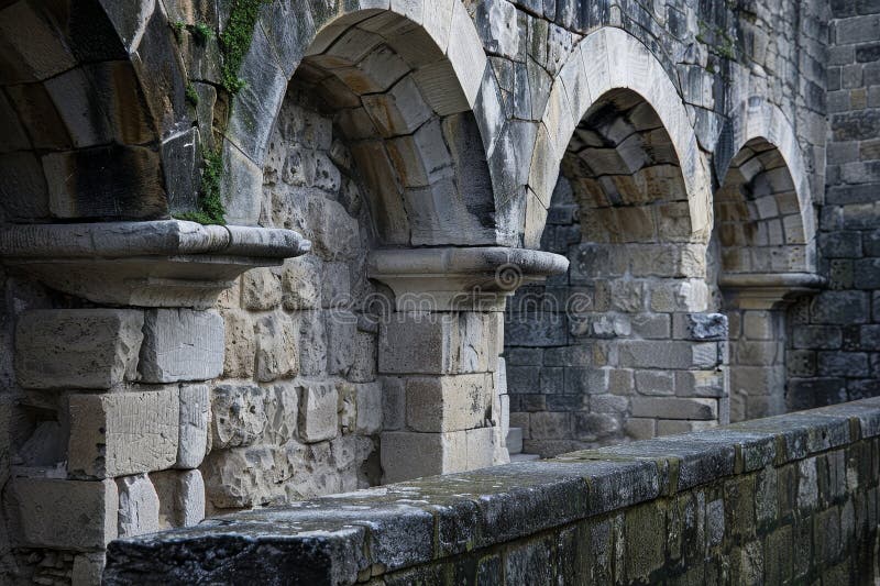 A Close-up of Stone Arches and Flying Buttresses Supporting a Medieval ...