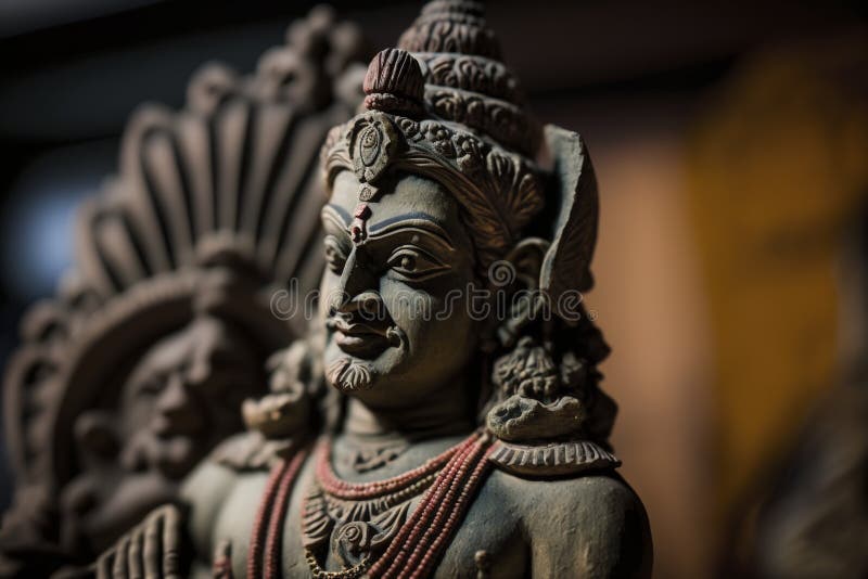 Close Up of the Stone God Statue, Creative Ai Stock Illustration ...