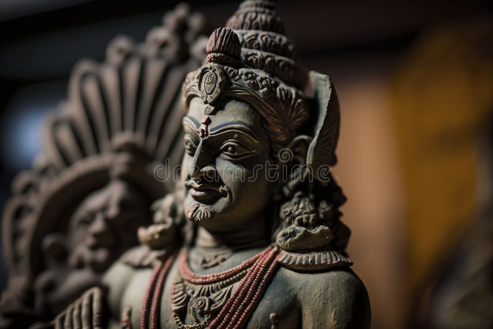 Close Up of the Stone God Statue, Creative Ai Stock Illustration ...