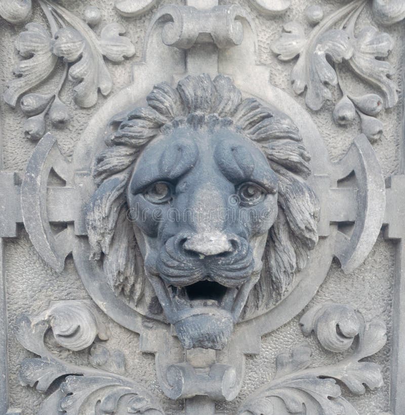 Close-up. Stone Lion Decor Element Stock Image - Image of culture ...