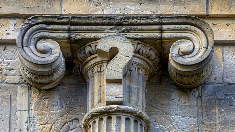 Close Up of a Stone Question Mark between Two Columns Highlighting ...