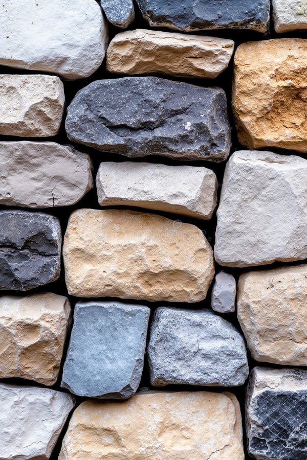 A Close Up of a Stone Wall with Different Colored Stones Stock Photo ...