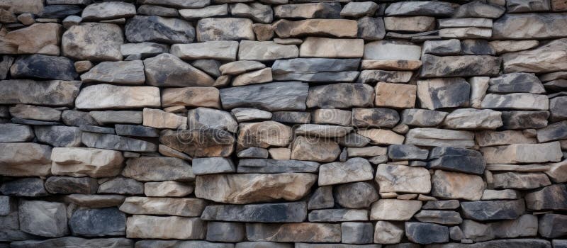 A Close Up of a Stone Wall Made of Different Types of Rocks Stock Photo ...
