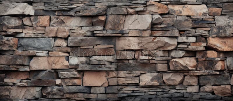 A Close Up of a Stone Wall Made of Different Types of Rocks Stock Image ...