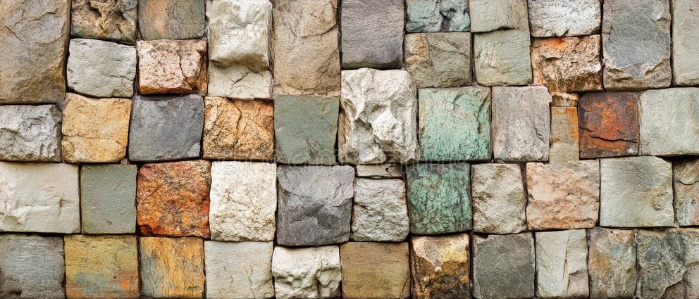 Close-up of a Stone Wall Made of Various Types of Rock, with Irregular ...