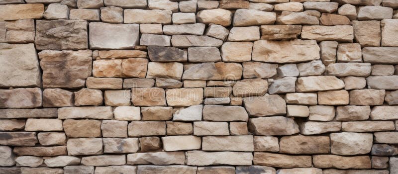 Closeup of a Brown Stone Wall with a Variety of Rocks in a Rectangular ...