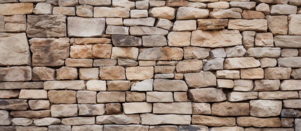 Closeup of a Brown Stone Wall with a Variety of Rocks in a Rectangular ...