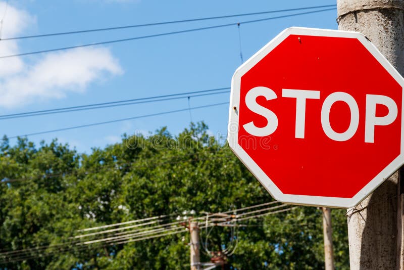 Close-up of Stop sign stock image. Image of danger, roadside - 146976351