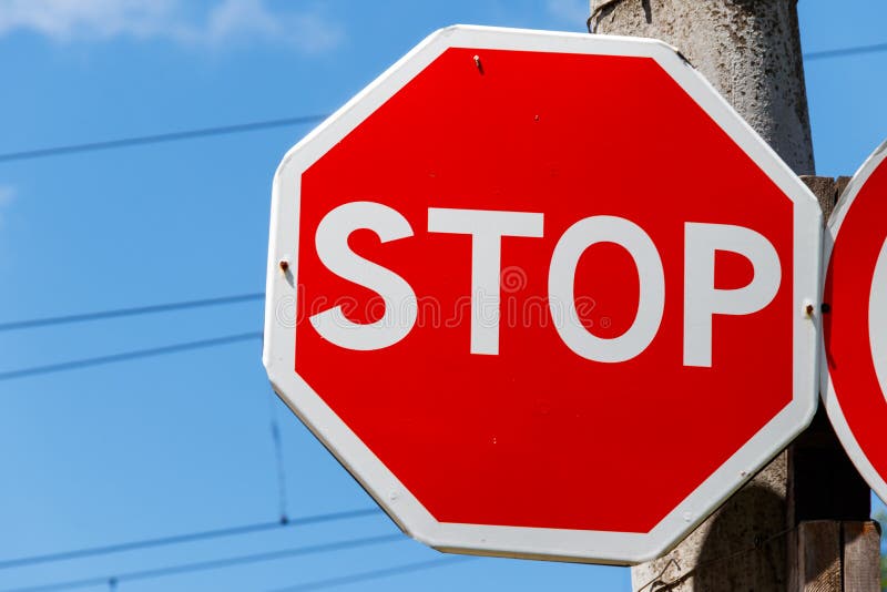 Close-up of Stop sign stock photo. Image of highway - 146976412