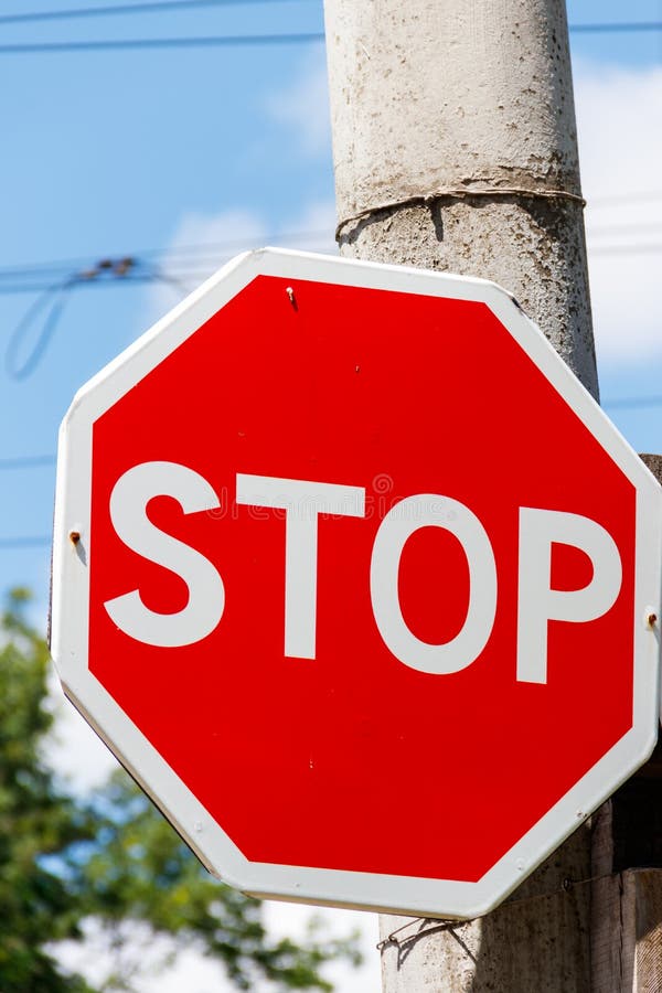 Close-up of the Stop sign stock photo. Image of roadsign - 158997808