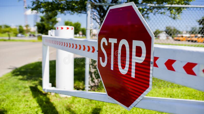 Close Up from Stop Sign in on Entrance Gate Stock Image - Image of ...