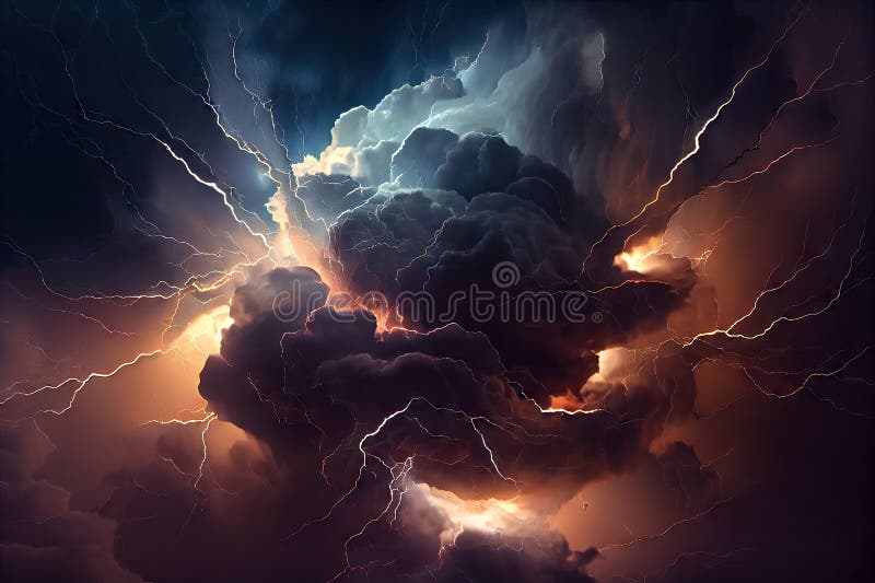 Close-up of Storm Clouds, with Flashes of Lightning Visible Stock Photo ...