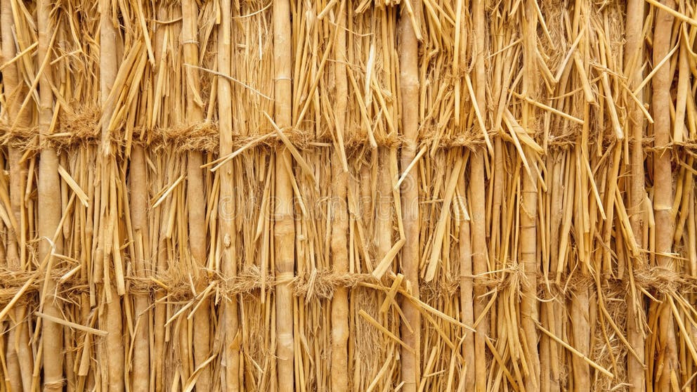 Close-up of a Straw Thatch Wall, Natural Texture, Rustic Background ...