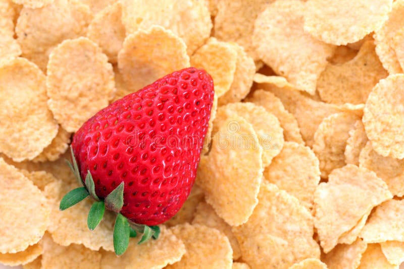 Close-up Strawberry and Flakes Stock Photo - Image of close, cereal ...