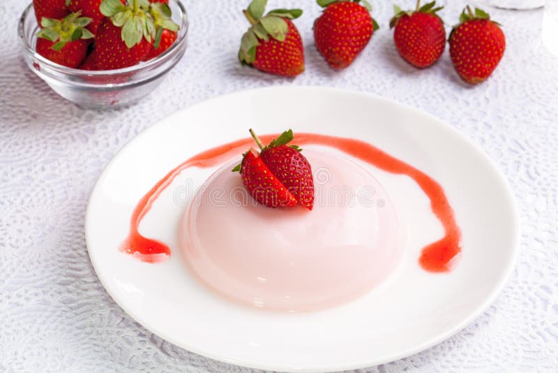 Close Up Strawberry Pudding Dessert Stock Photo - Image of cafe ...
