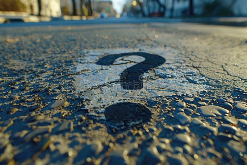 Close Up of a Street with a Question Mark Symbol, Suitable for ...