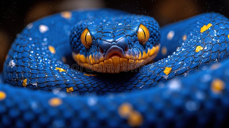 Close-up of a Striking Blue Snake Stock Illustration - Illustration of ...