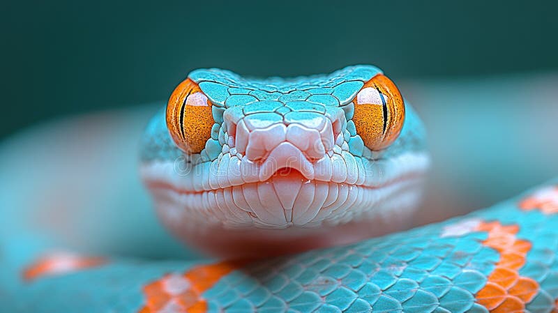 Close-up of a Striking Turquoise Snake Stock Photo - Image of head ...