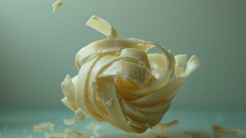 String Cheese Swirl with Playful Composition on Soft Background Stock ...