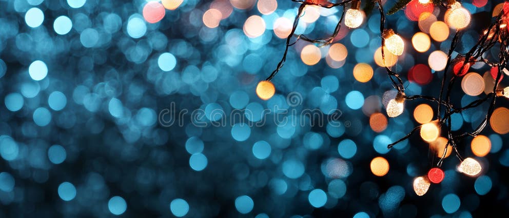 A Close Up of a String of Lights on a Tree Branch Stock Photo - Image ...
