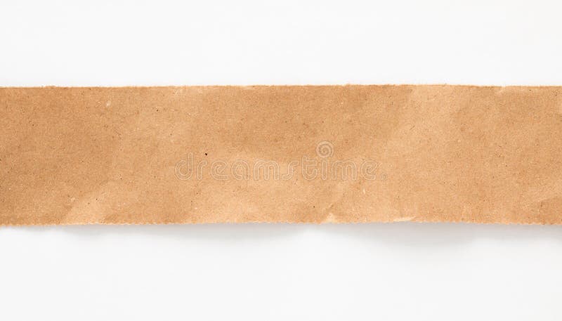 Close-Up View of a Horizontal Brown Paper Strip Against a White ...