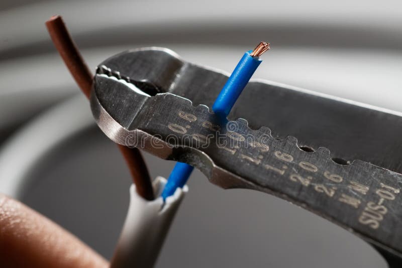 Close-up of a Stripped Ground Wire by a Wire Stripper Stock Photo ...