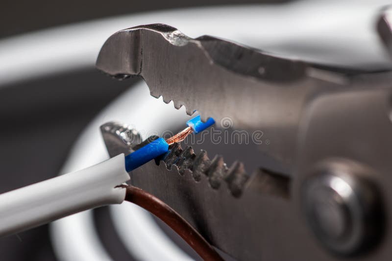 Close-up of a Stripped Ground Wire by a Wire Stripper Stock Image ...