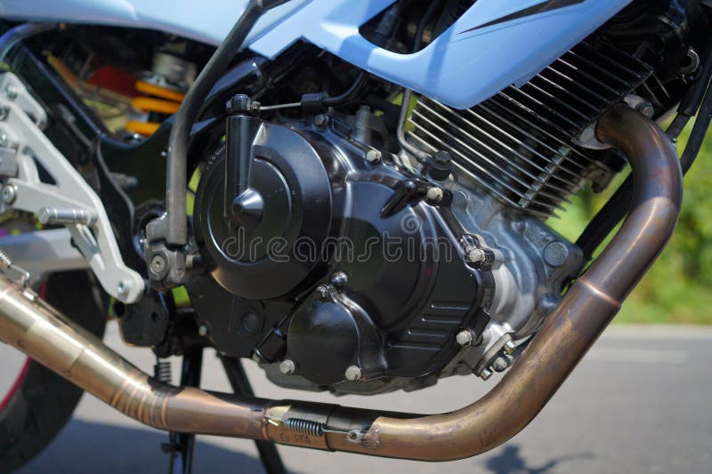 Close Up of a 4-Stroke Underbone Category Motorbike Engine Stock Photo ...