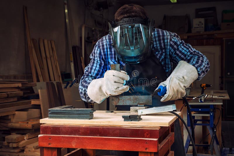 Close Up of a Strong Man Welder Stock Photo - Image of labour, hand ...