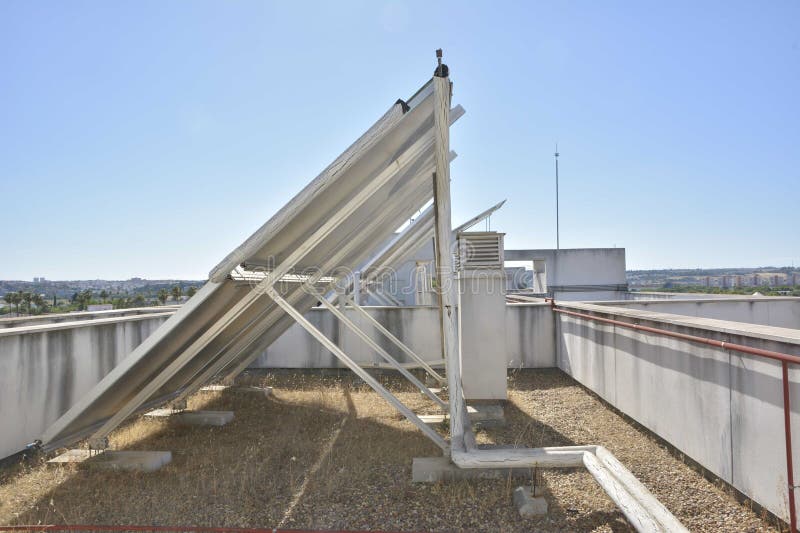 Close-up of the Structure of Solar Panels on the Rooftop of a Building ...