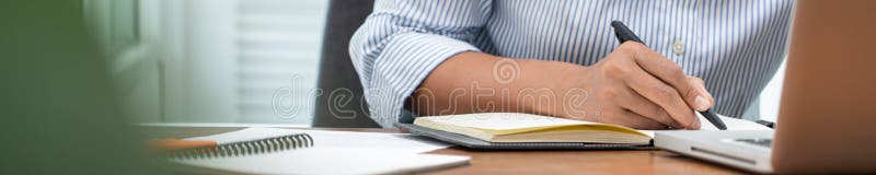 Close Up of Student Learning Online Class by Using Laptop Computer and ...