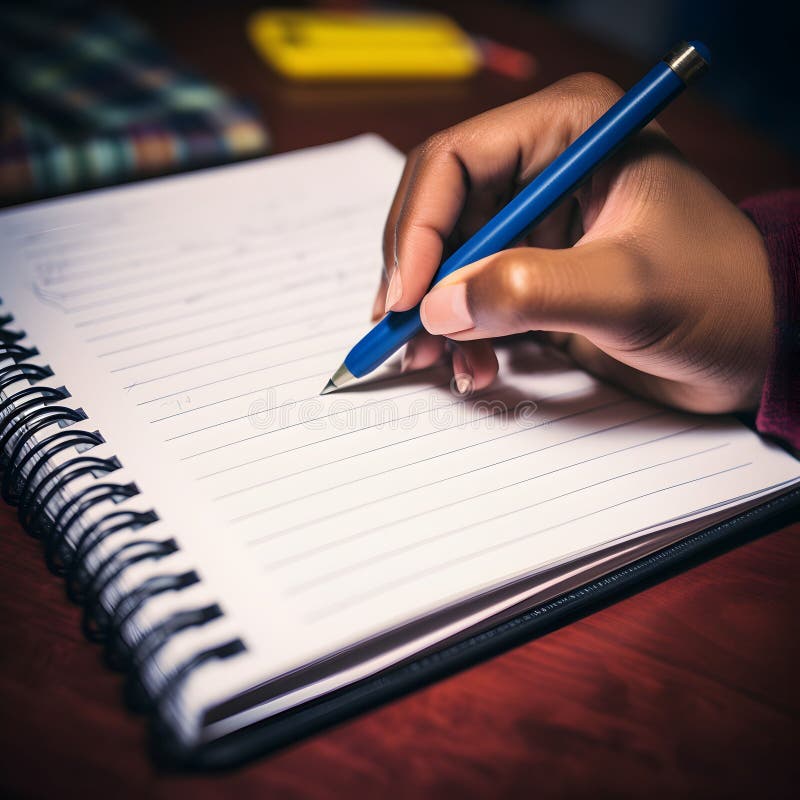 Close-up of a Student S Handwriting with a Pen. AI-generated Stock ...
