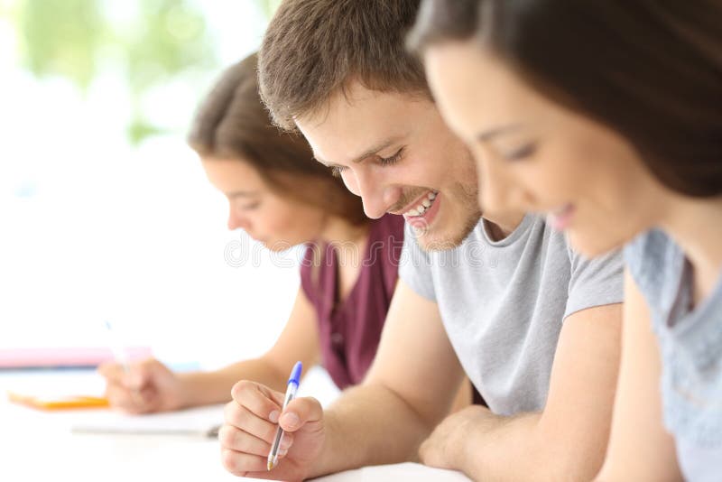 Student Taking Notes E-learning in a Bar Stock Image - Image of lesson ...