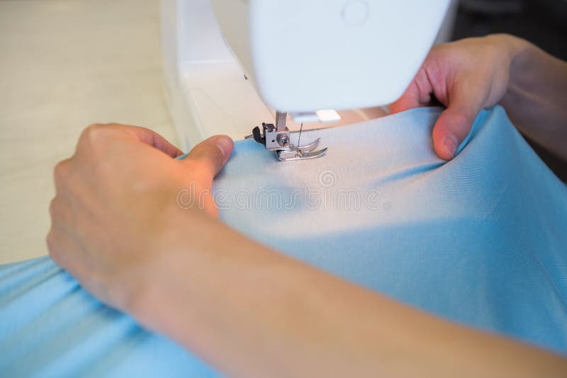 Close Up of Student Using Sewing Machine Stock Photo - Image of ...
