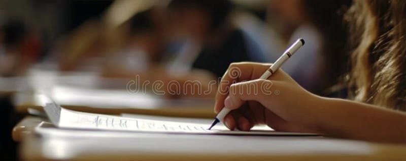 Close-up of Students Diligently Taking an Exam in a Classroom Setting ...