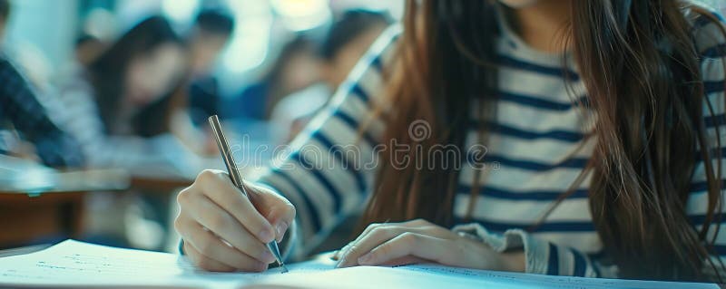 Close-up of Students Writing in Their Books during Class Stock ...