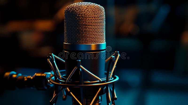 Close-up of a Studio Microphone Mounted on a Stand Stock Illustration ...