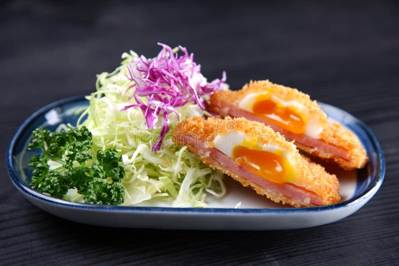 Deep-fried Ham Egg on a Dining Table Stock Image - Image of meal, fried ...