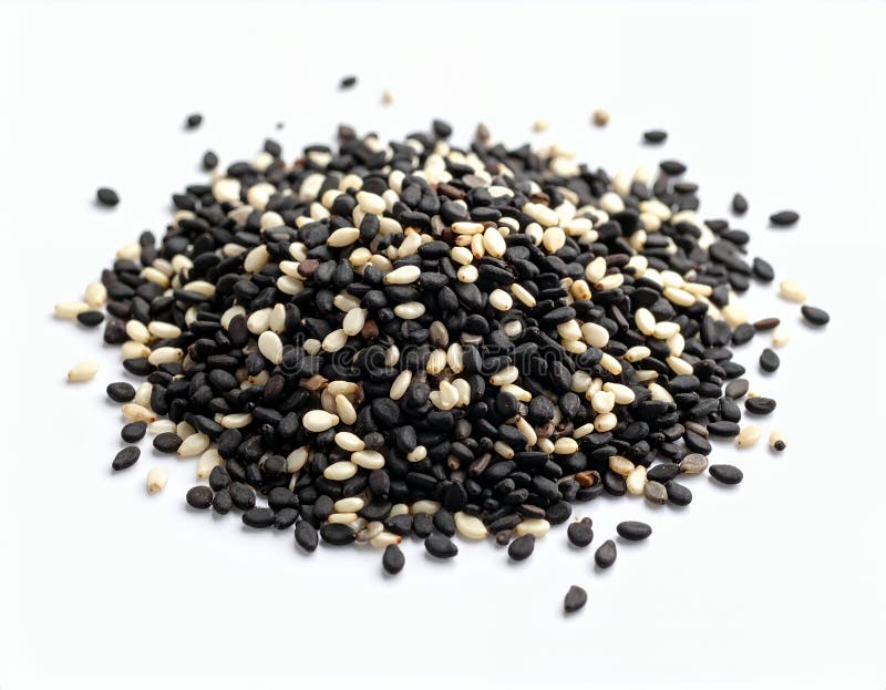 Pile of Mixed Black and White Sesame Seeds in Isolated Studio Shot on ...