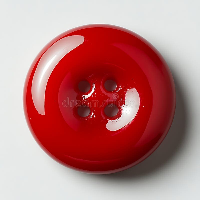 Close Up Studio Shot of a Red Four Holed Sewing Button with Reflection ...