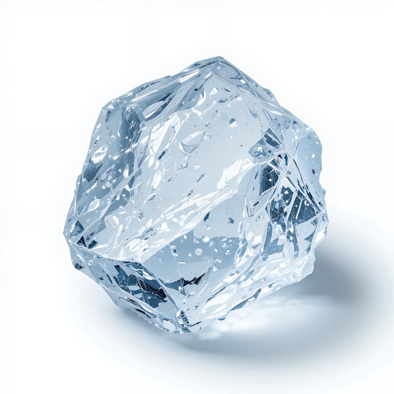 Translucent Ice Cube on White Background Close-Up Studio Shot Stock ...