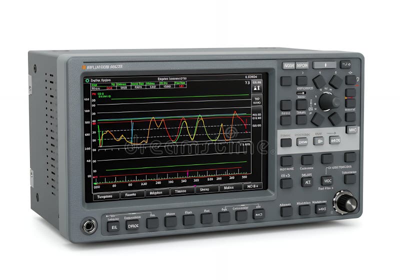Spectrum Analyzer Displaying Waveform on Screen in a White Background ...